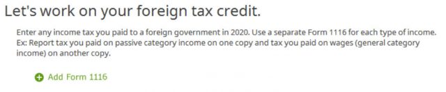 How to Enter 2022 Foreign Tax Credit Form 1116 in H&R Block