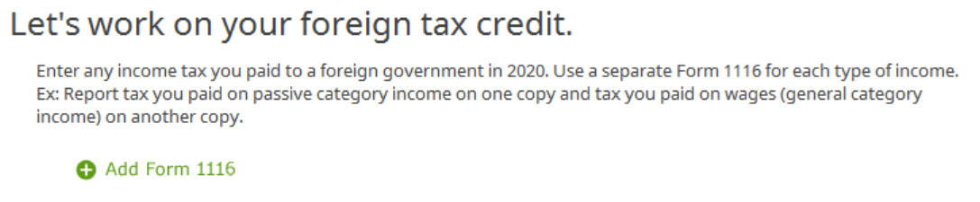How to Enter 2022 Foreign Tax Credit Form 1116 in H&R Block
