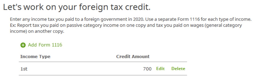 How to Enter 2024 Foreign Tax Credit Form 1116 in H&R Block