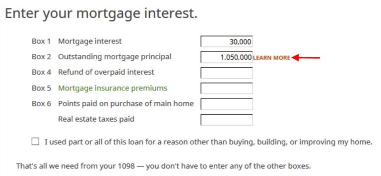 Mortgage Interest and Limit in TurboTax, H&R Block, FreeTaxUSA