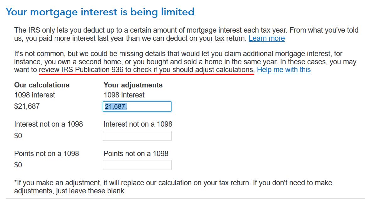 2024 Mortgage Interest Limit in TurboTax, H&R Block, FreeTaxUSA