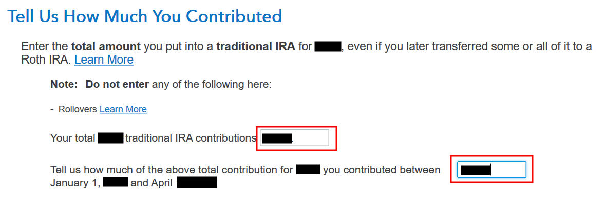 Split-Year Backdoor Roth IRA in TurboTax, Year 1