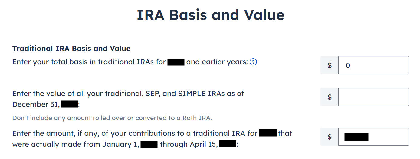 Split-Year Backdoor Roth IRA in FreeTaxUSA, Year 1