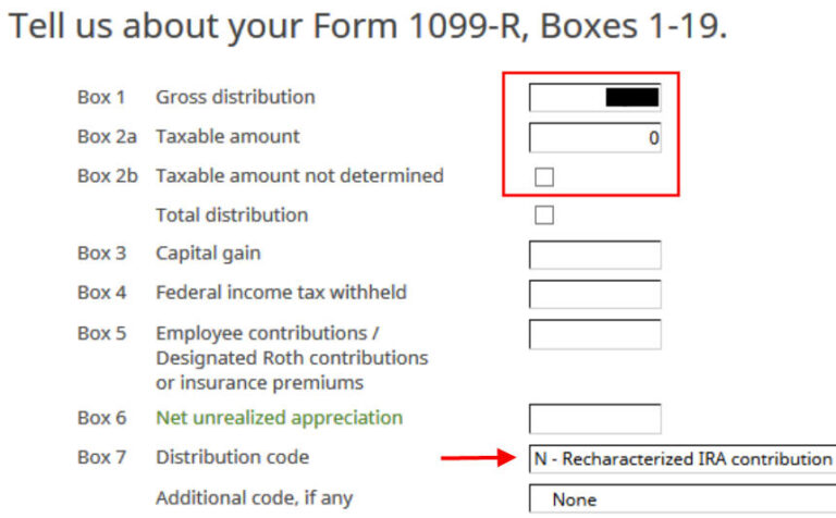 Backdoor Roth in H&R Block: Recharacterized in the Same Year