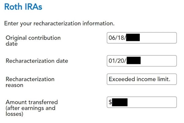 Split-Year Backdoor Roth IRA in TurboTax, Year 1