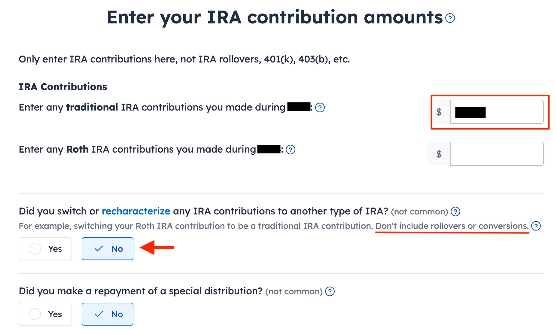 Split-Year Backdoor Roth IRA in FreeTaxUSA, Year 1